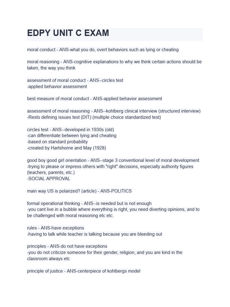 Edpy Unit C Exam | PDF | Reason | Social Psychology