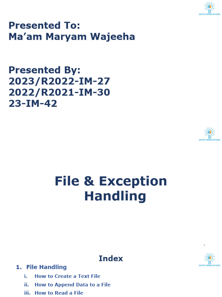 8 File Exception Handling Pdf Parameter Computer Programming Text File