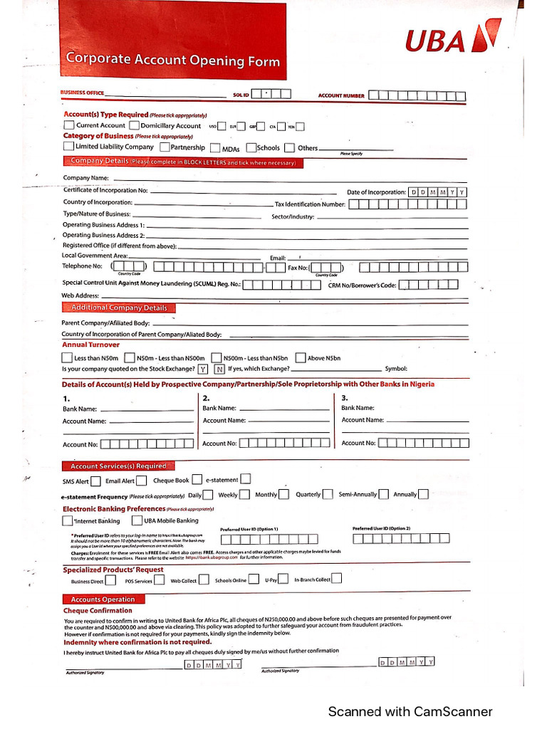Corporate Account Form | PDF