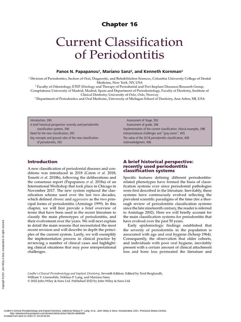 Chapter 16 Current Classification of Periodontitis | PDF ...