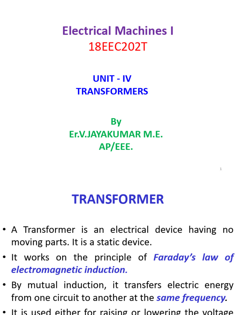 Unit 4 | PDF | Transformer | Electromagnetic Induction