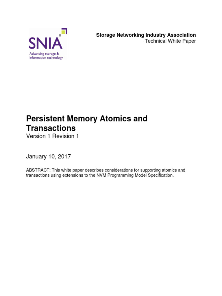 SNIA Persistent Memory Atomics Transactions WP | PDF | Database Transaction | Pointer (Computer ...