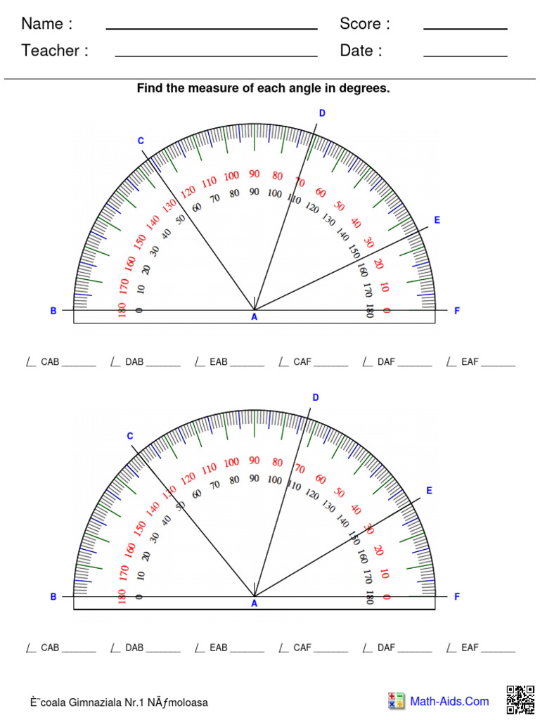 Measurement - Reading - Protractors (1) - 220509 - 055830 | PDF | Trigonometry | Rotation