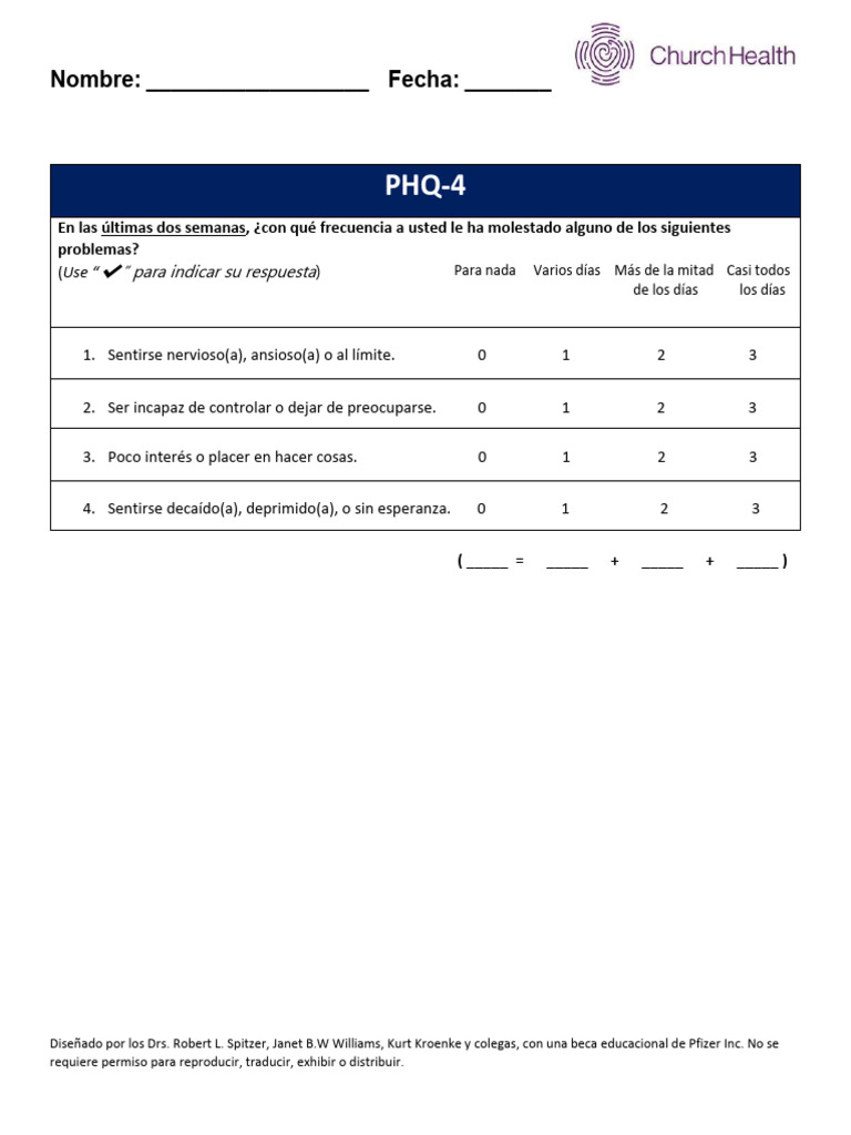 PHQ 4 Spanish | PDF