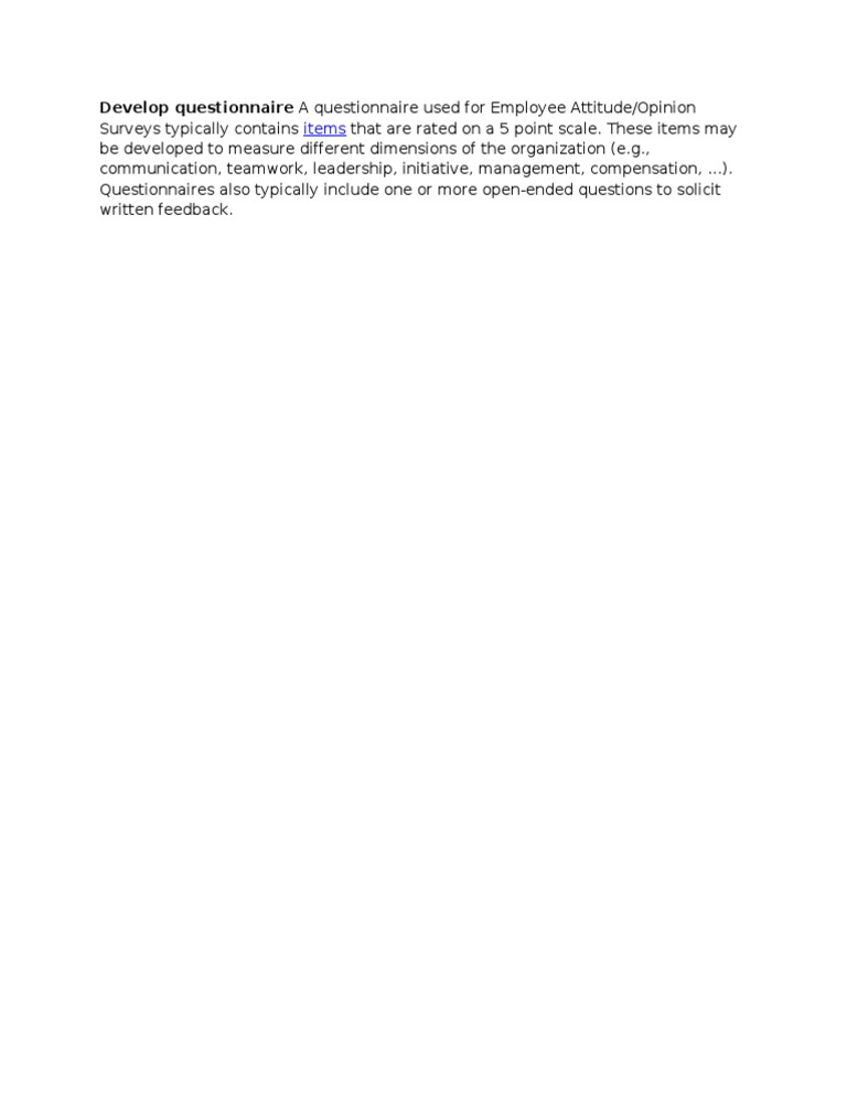 Develop Questionnaire A Questionnaire Used For Employee Attitude | PDF ...