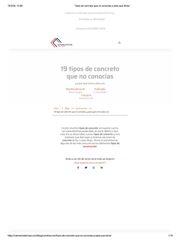 Tipo de Concreto | PDF