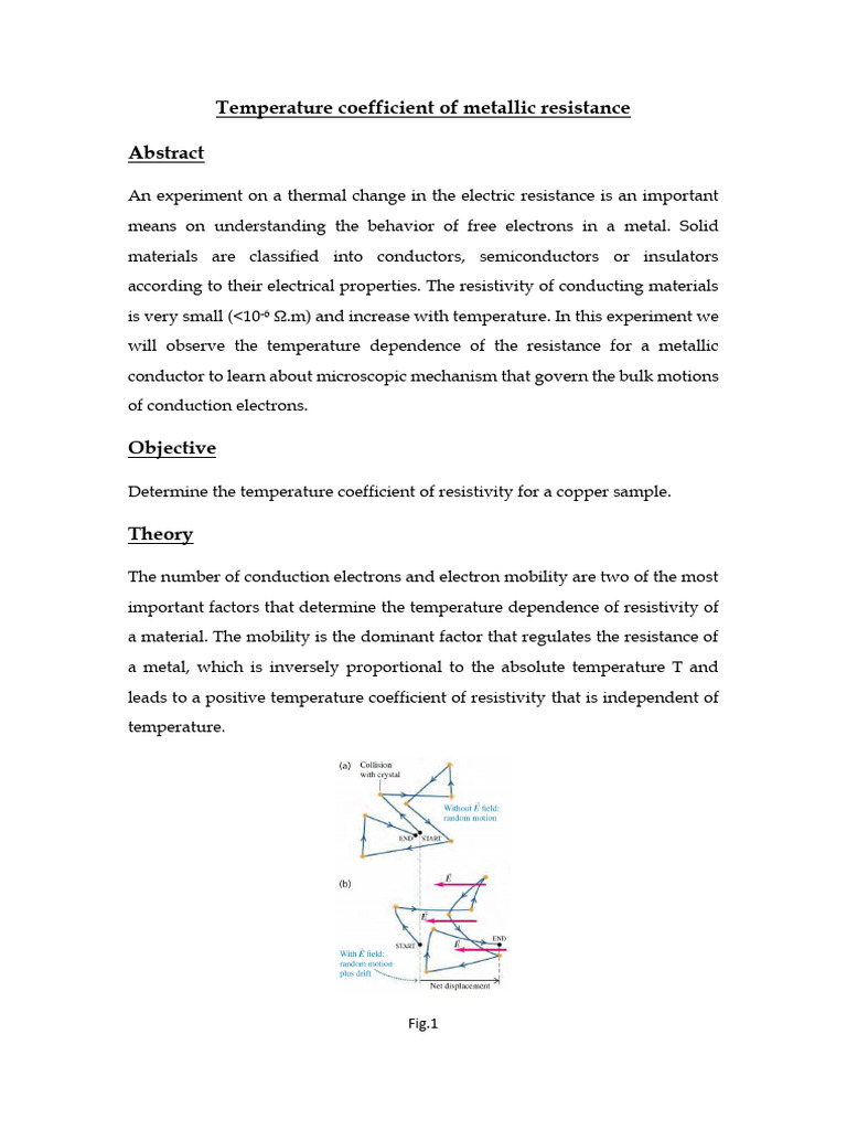 Temperature Coefficient of Metallic Resistance | PDF | Electrical ...