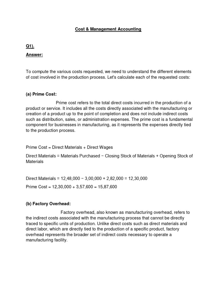 Sem 3 Cost and Management Accounting | PDF | Flux | Cost Of Goods Sold