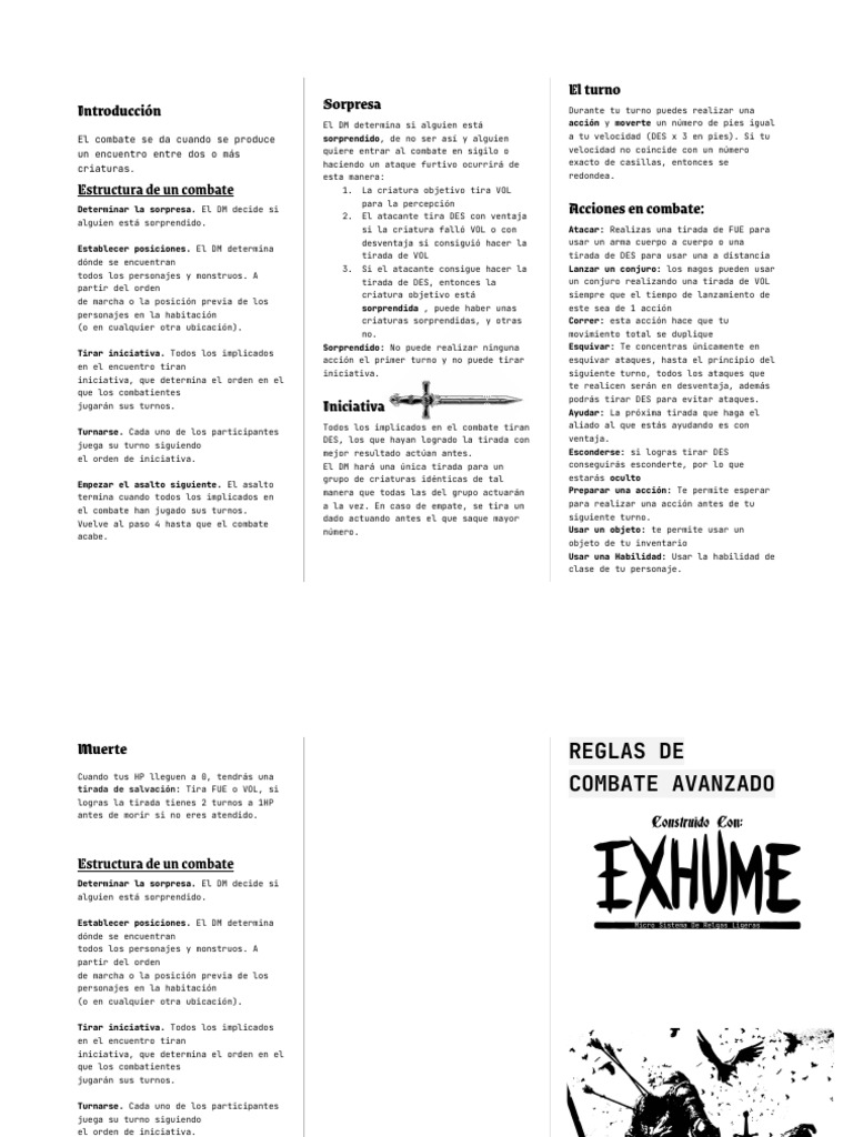 Reglas Esenciales de Combate en RPG | PDF