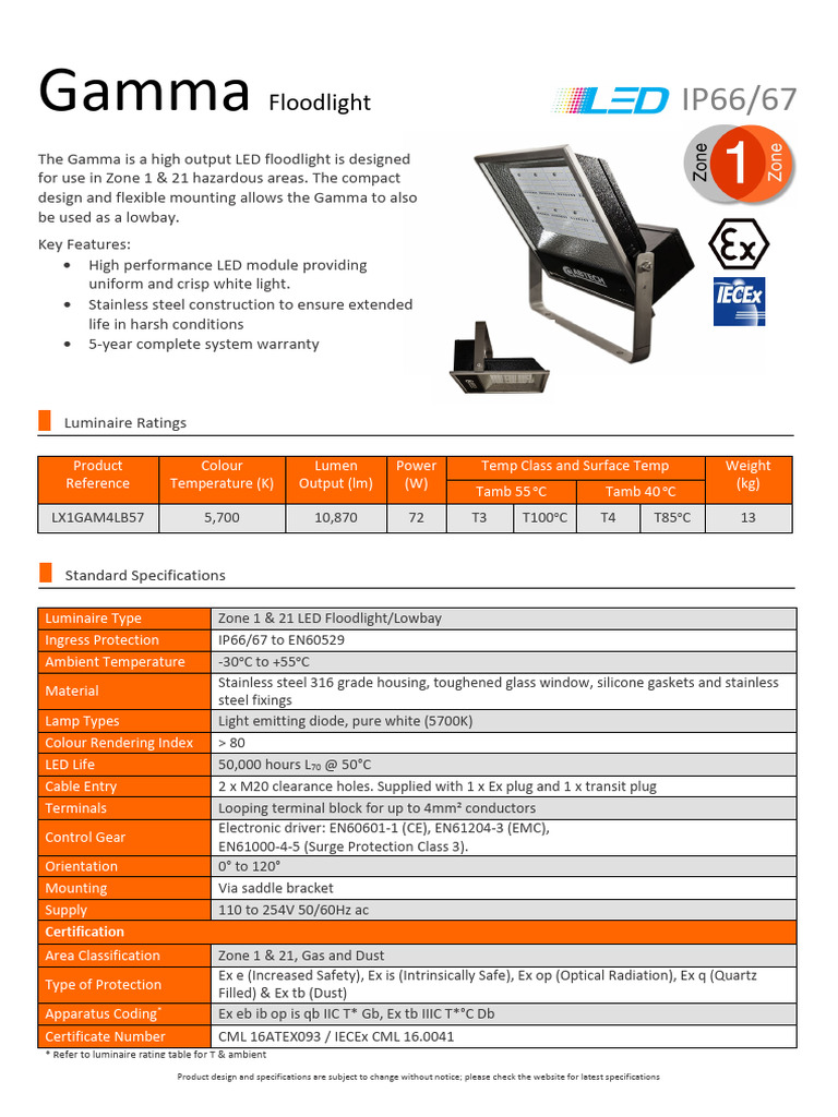 Gamma Floodlight Z1 (ABDS-103 Rev6) | PDF | Light Emitting Diode ...