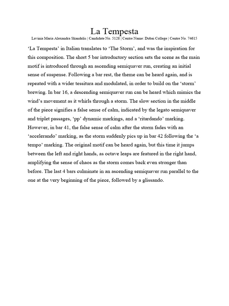 La Tempesta Note | PDF