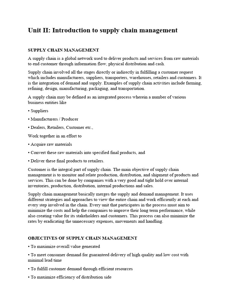 Unit II Introduction to supply chain management (dmz) | PDF | Supply ... Unit II Introduction to supply chain management (dmz) | PDF | Supply ...
