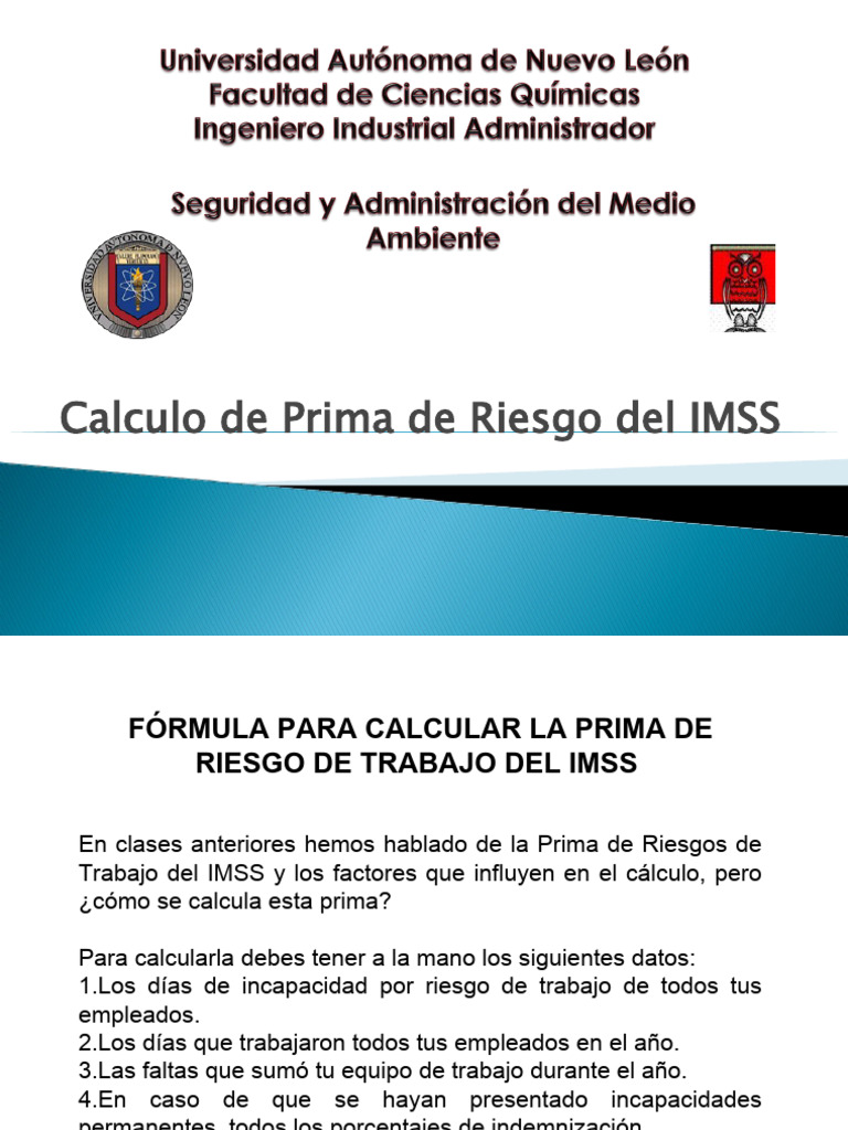 Cálculo de Prima de Riesgo IMSS | PDF