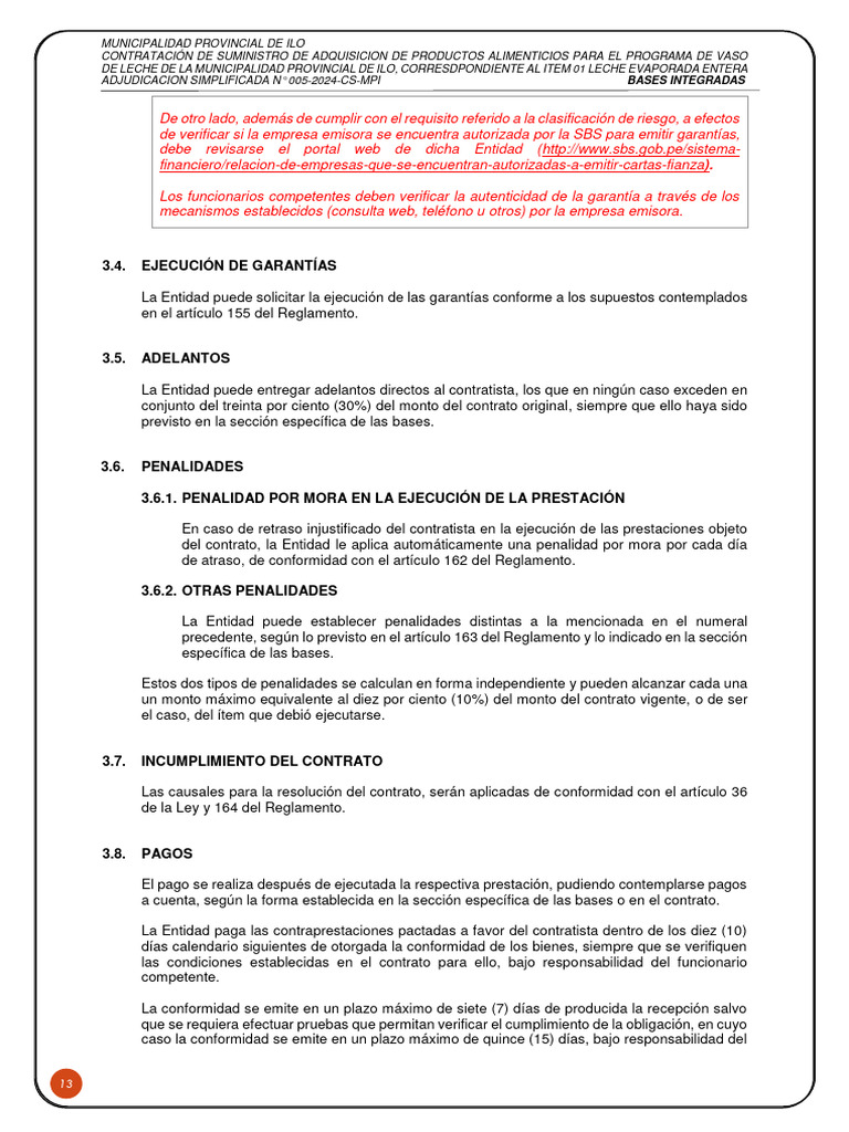 BASES+INTEGRADAS+AS+005+Programa+Vaso+de+Leche - 20240403 - 190502 - 393 (2) - 13 | PDF | Regulación
