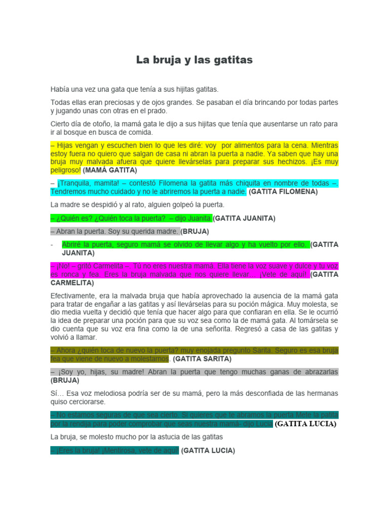 La bruja y las gatitas traviesas | PDF