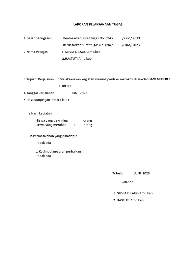 Pelaksanan Tugas Skrining Rokok Maret 2023 | PDF