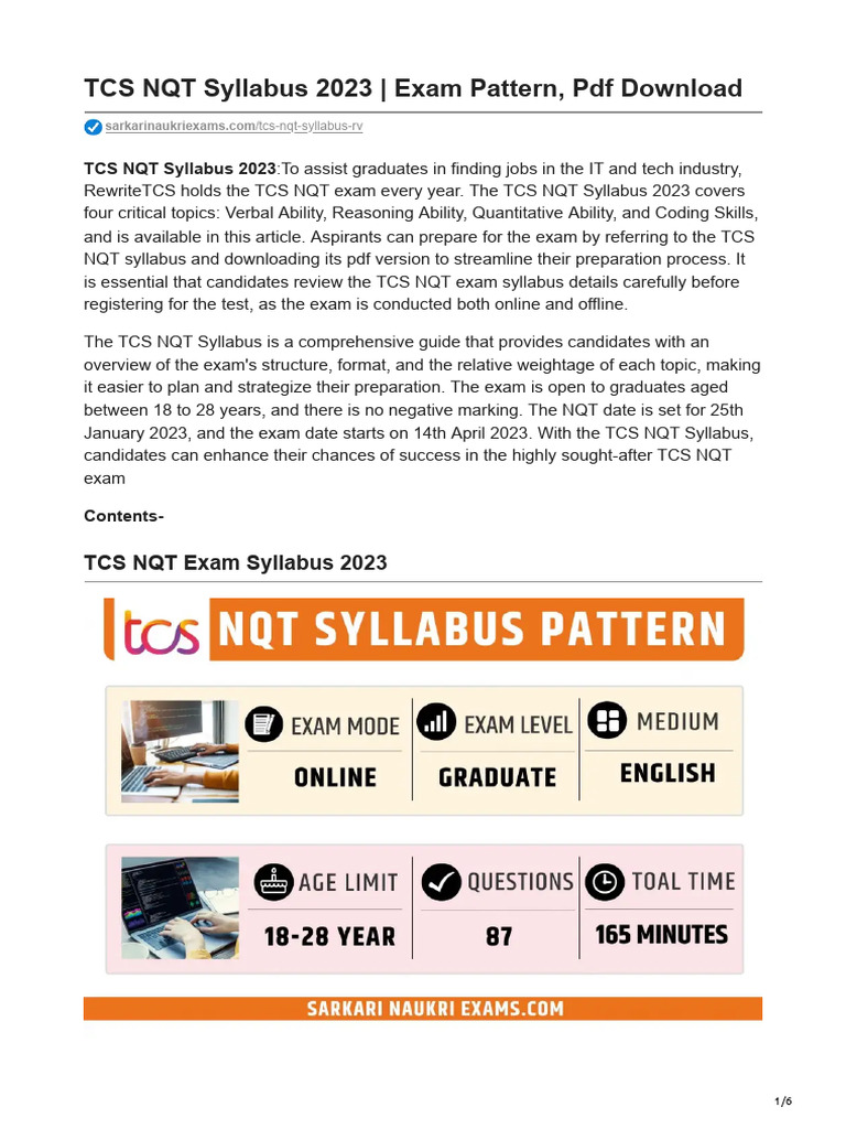 1689580033sarkarinaukriexams com-TCS NQT Syllabus 2023 Exam Pattern PDF ...