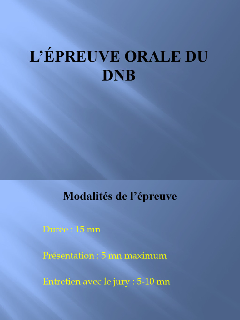 L'épreuve Orale Du DNB v2 | PDF