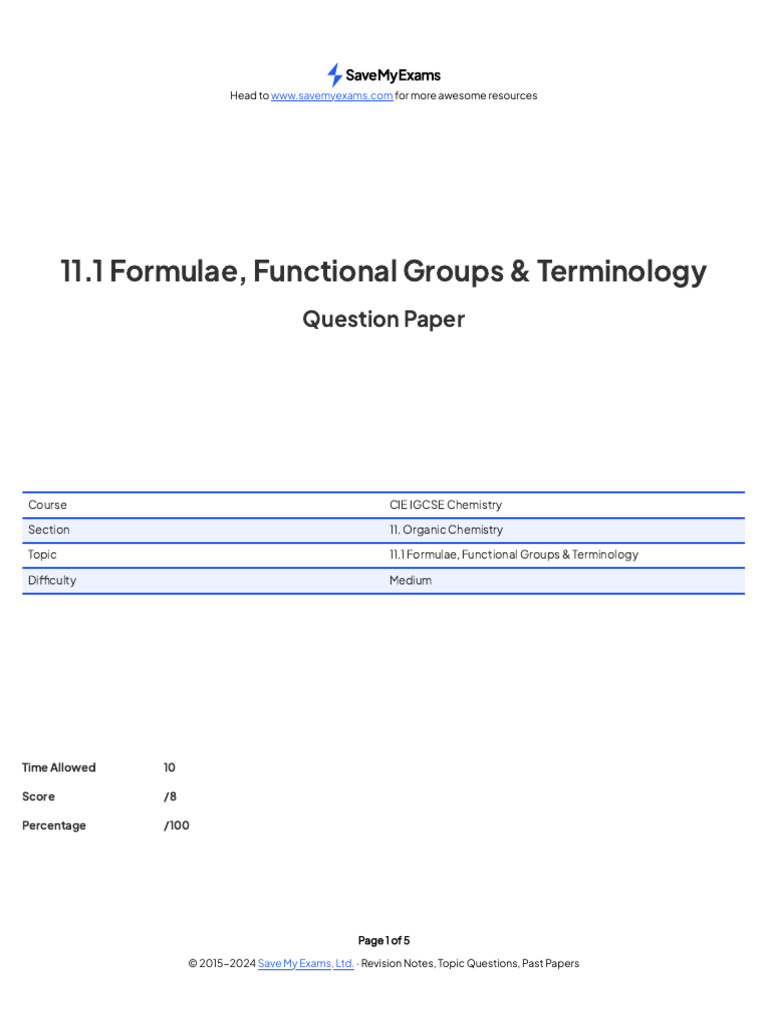 Chemistry ATP Formulae, Functional Groups & Terminology | PDF | Alkane ... Chemistry ATP Formulae, Functional Groups & Terminology | PDF | Alkane ...