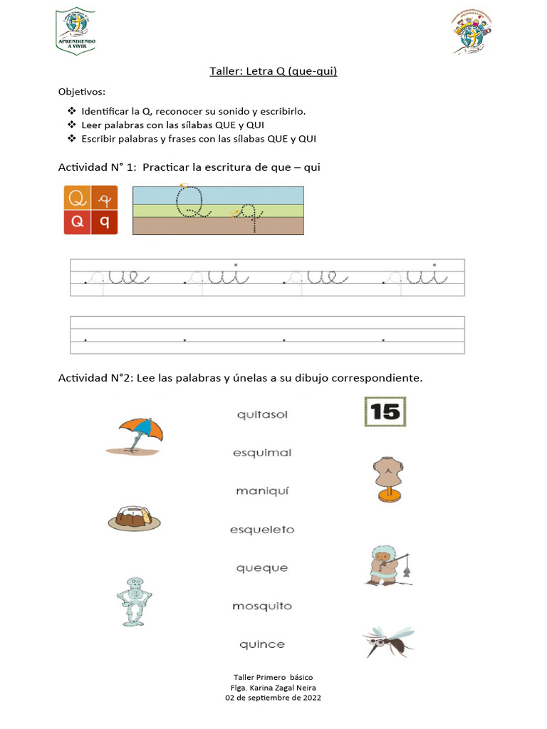 Taller Q Que y Qui Primero Basico 02 de Septiembre 2022 | PDF
