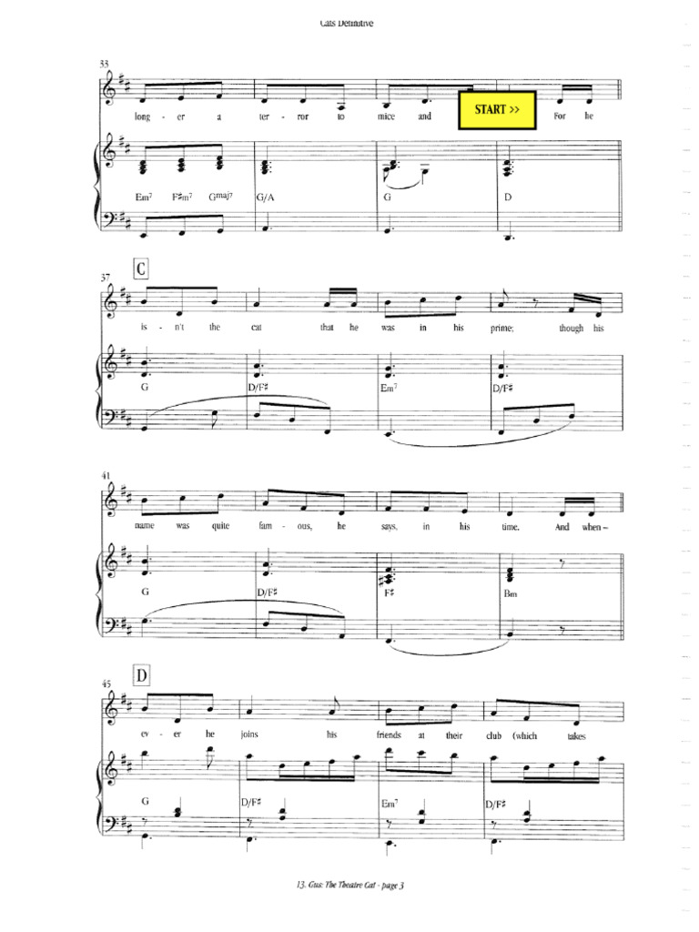 Gus The Theatre Cat (CATS) (Audition Cut) | PDF