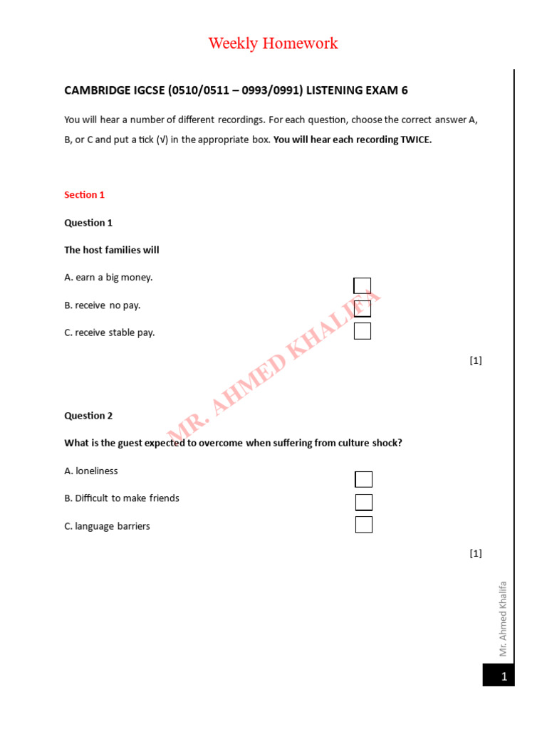 Cambridge P2 - Listening Test 6 | PDF