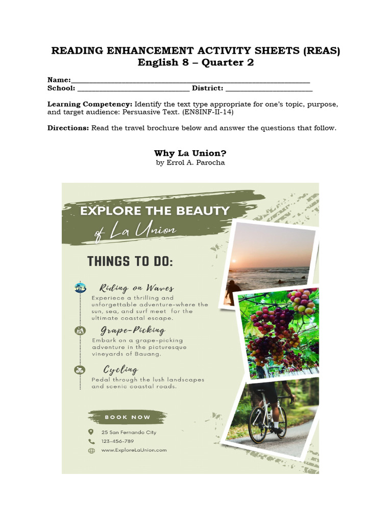 ENG8 - EN8INF-II-14 - Errol A. Parocha | PDF | Social Science | Travel