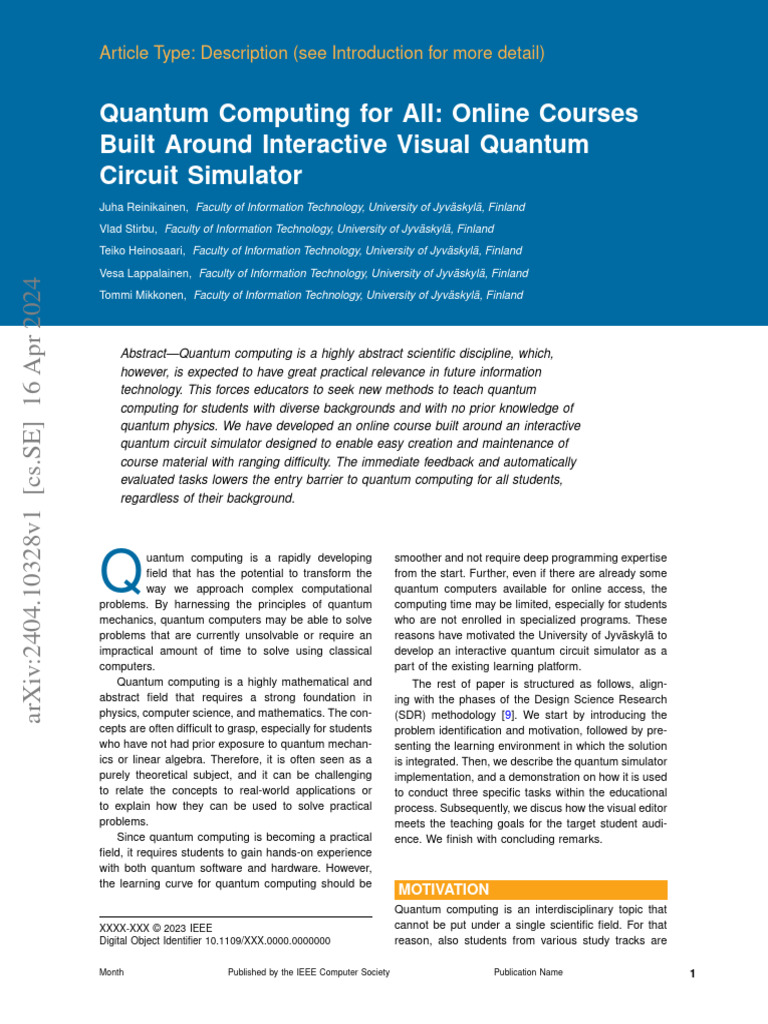 Quantum Computing For All: Online Courses Built Around Interactive Visual Quantum Circuit ...
