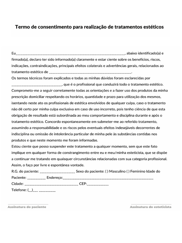Termo De Consentimento Estética Pdf 7040