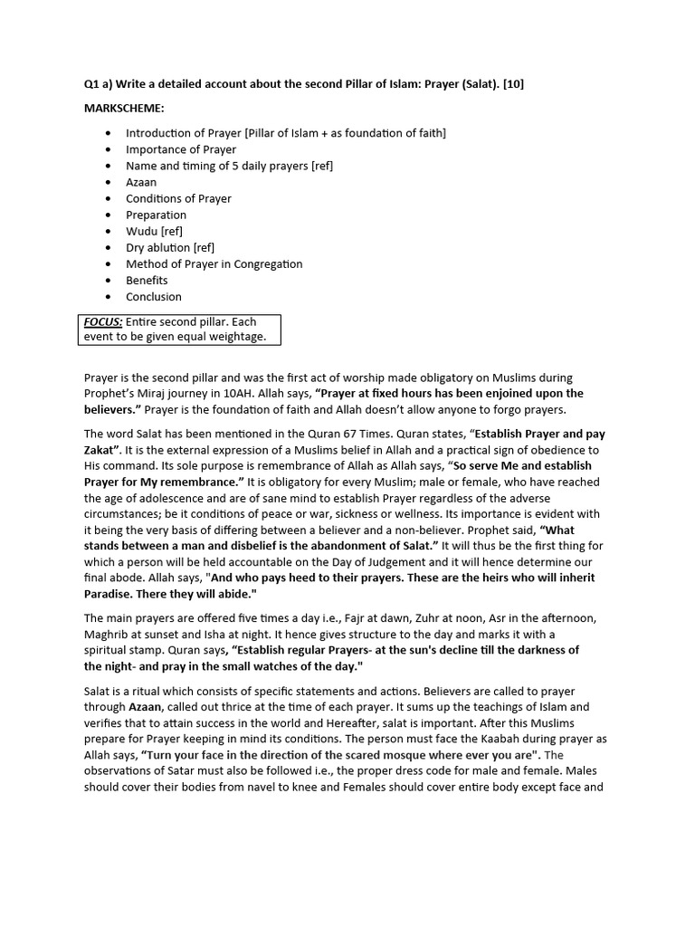 Pillar of Islam (Prayers) | PDF | Mosque | Sharia