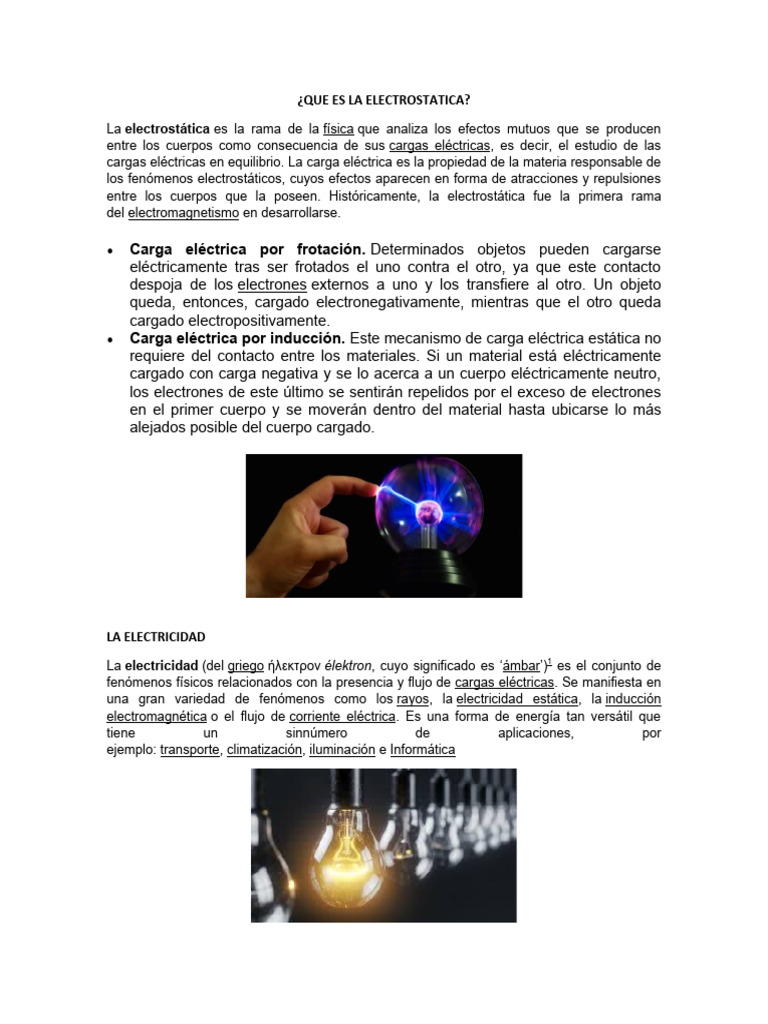 Introducción a la Electrostatica y Electricidad | PDF | Electricidad ...