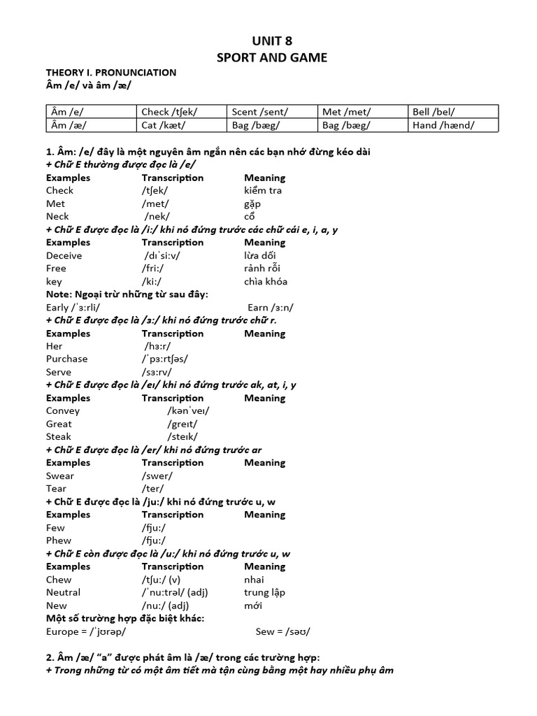 Unit 8 Sport Ang Game B N GV | PDF