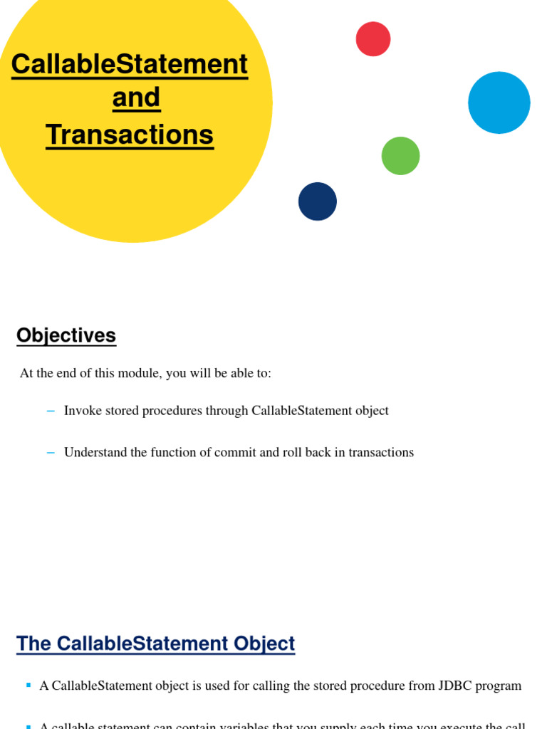 JDBC-5 CallableStatement and Transactions | PDF | Parameter (Computer Programming) | Database ...