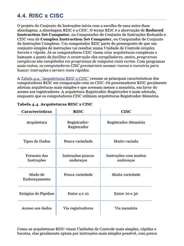 ARQUITETURA & ORGANIZAÇÃO - RISC X CISC | PDF | Microprocessador ...