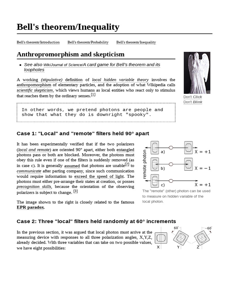 Bell's Theorem Inequality | PDF | Photon | Quantum Entanglement