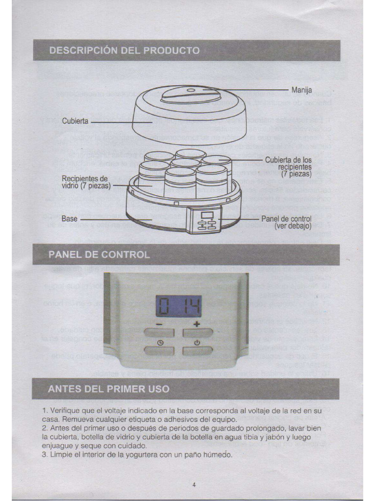 Manual Instrucciones Yogurtera ATMA | PDF