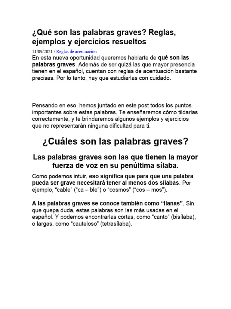 Qué Son Las Palabras Graves | PDF | Voz humana | Fonética