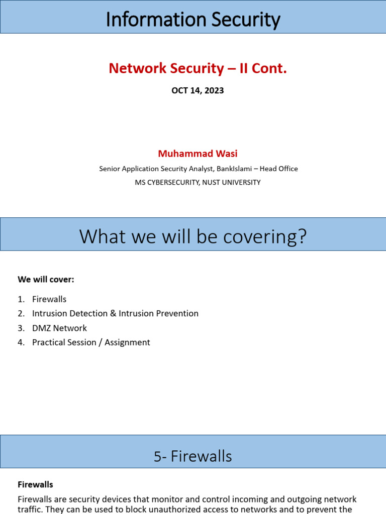 08-Class - Cont. Network Security II - Information Security | PDF | Firewall (Computing ...