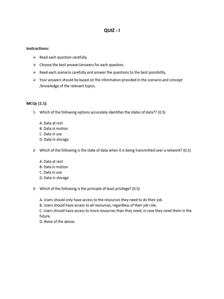 Quiz 01 | PDF | Cryptography | Encryption