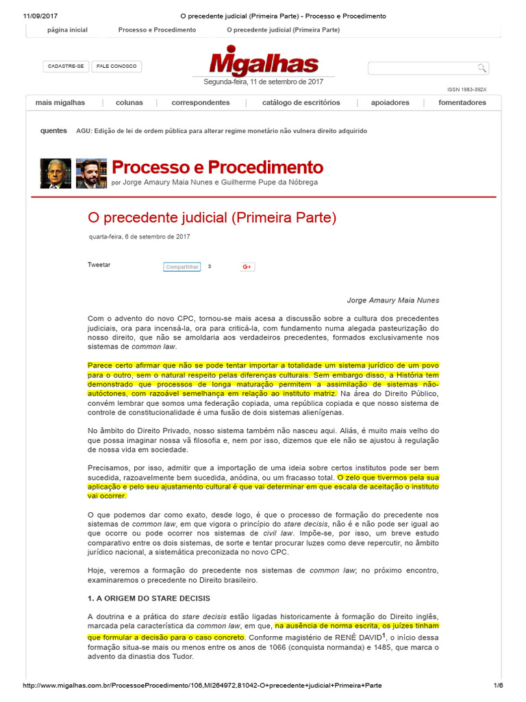 Formação do Precedente Judicial | PDF | Direito Comum | Justiça