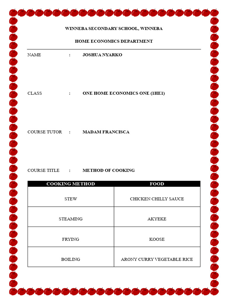 Joshua Menu For Practicals | PDF
