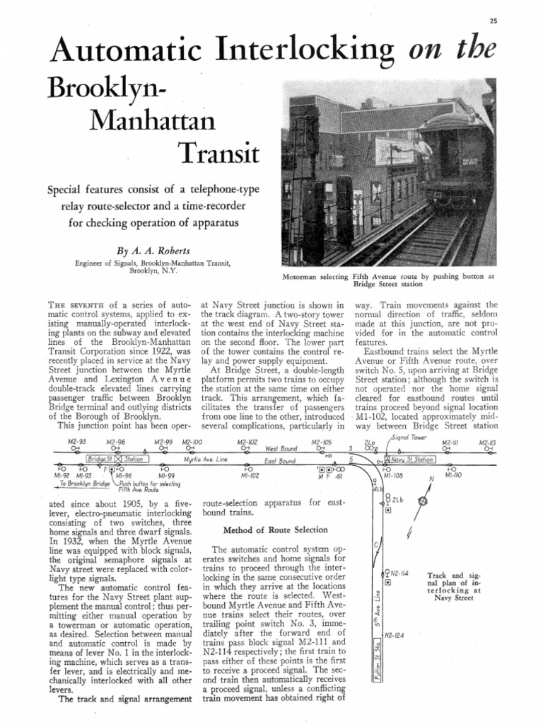 Navy Street Automatic Interlocking System | PDF | Transport ...