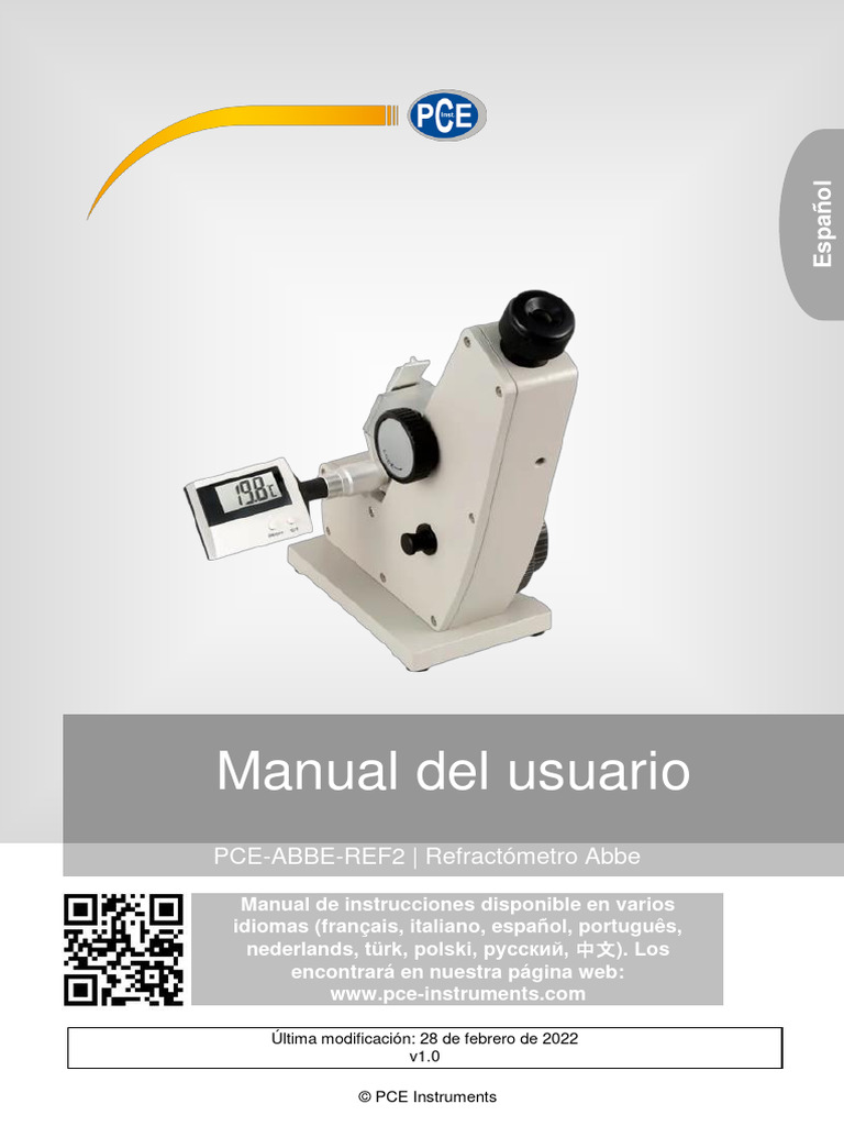 OperInstr Refractometer PCE-ABBE-REF2 Es | PDF | Metrología