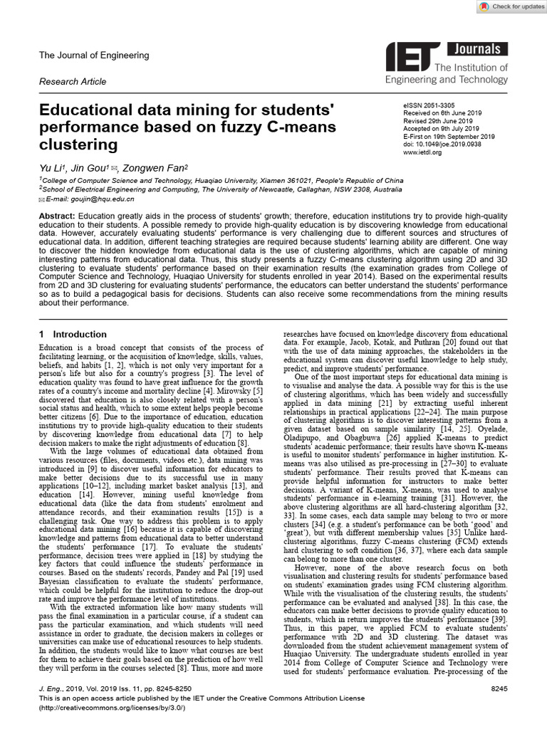 The Journal of Engineering - 2019 - Li - Educational Data Mining For ... The Journal of Engineering - 2019 - Li - Educational Data Mining For ...