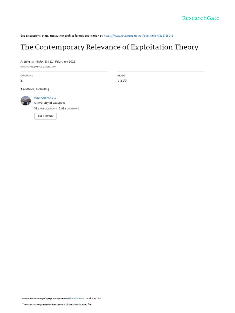 The Contemporary Relevance of Exploitation Theory | PDF | Exploitation ...