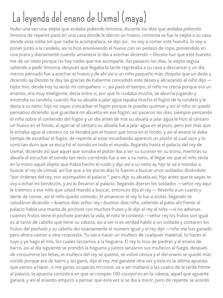 El Enano de Uxmal, Relato de Un Ser Semidivino y Poderoso - 20240507 - 130332 - 0000 | PDF