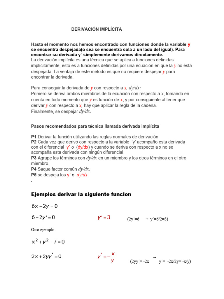 Clase 20 DERIVACIÓN IMPLÍCITA 5 | PDF | Pendiente | Línea (geometría)