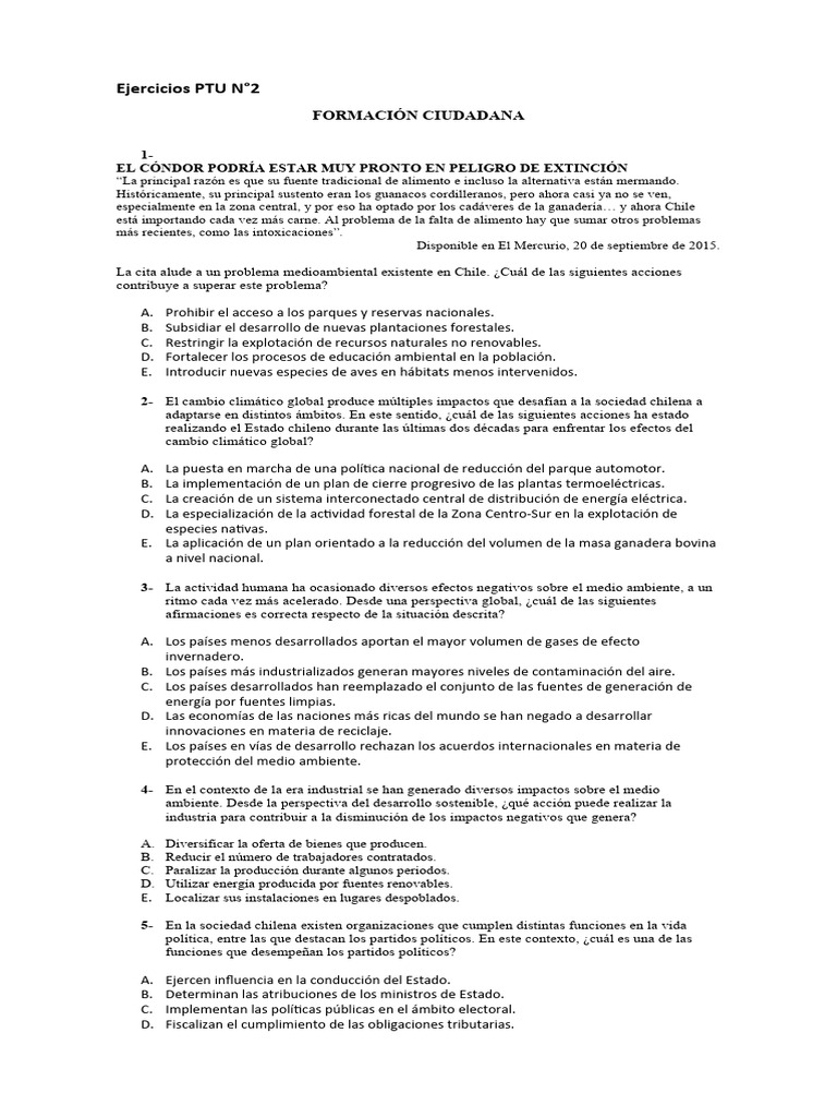 Ejercicios PTU 2 | PDF | Chile | Unión Soviética