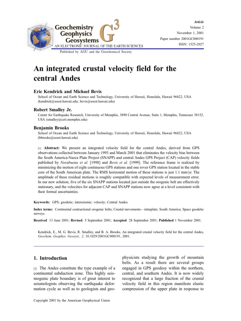 Geochem Geophys Geosyst - 2001 - Kendrick - An Integrated Crustal ...