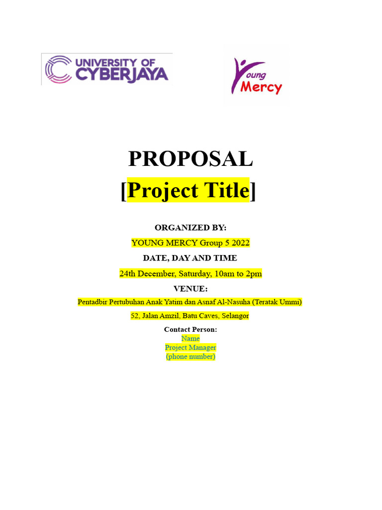 Proposal Template Ym | PDF | Fundraising | Orphanage
